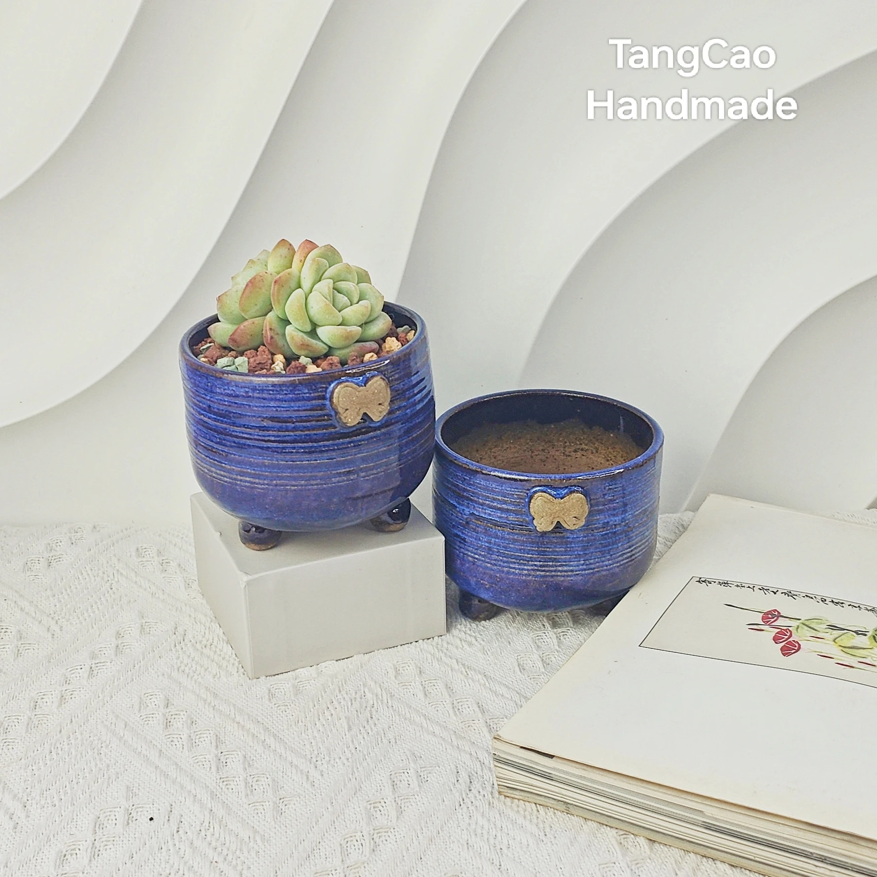 Tangcao Handmade Round Cute Small Clay Succulent Flower Pot Ceramic ...