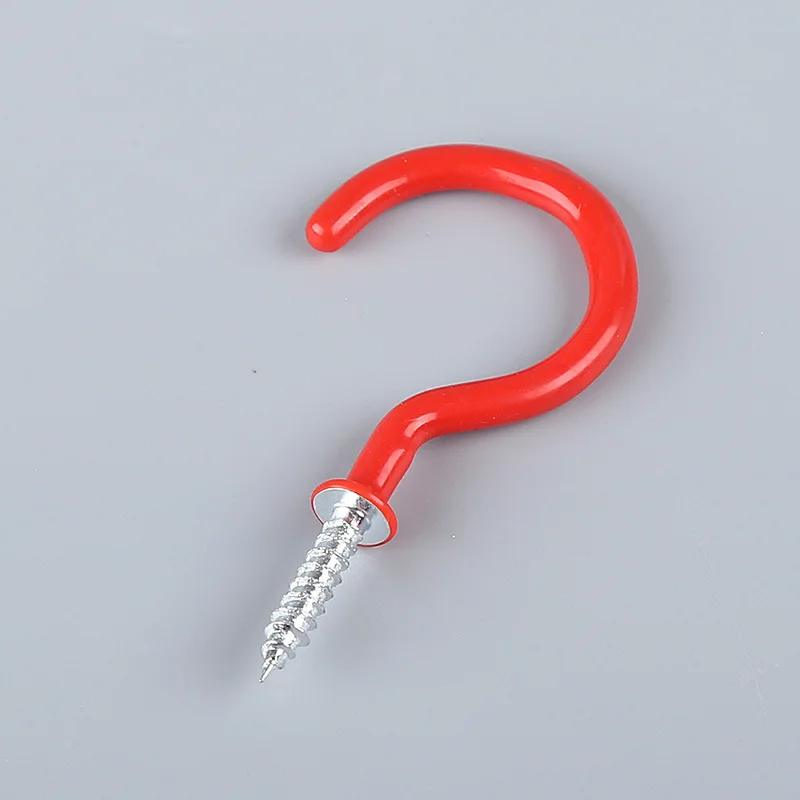 Colourful Open Eye Hook Screw 9-Shaped Plastic Coated Shoulder Cup Hooks