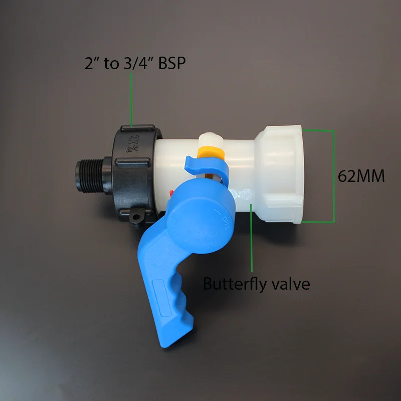 Hydraulic IBC Valve with Coupling - Butterfly Valve Sizes