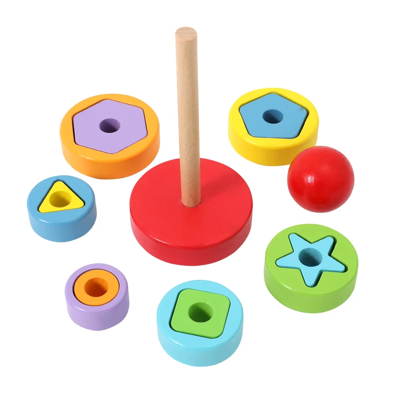 Shape Matching Rainbow Pagoda Classic Rainbow Stacker Wooden Stacker ...
