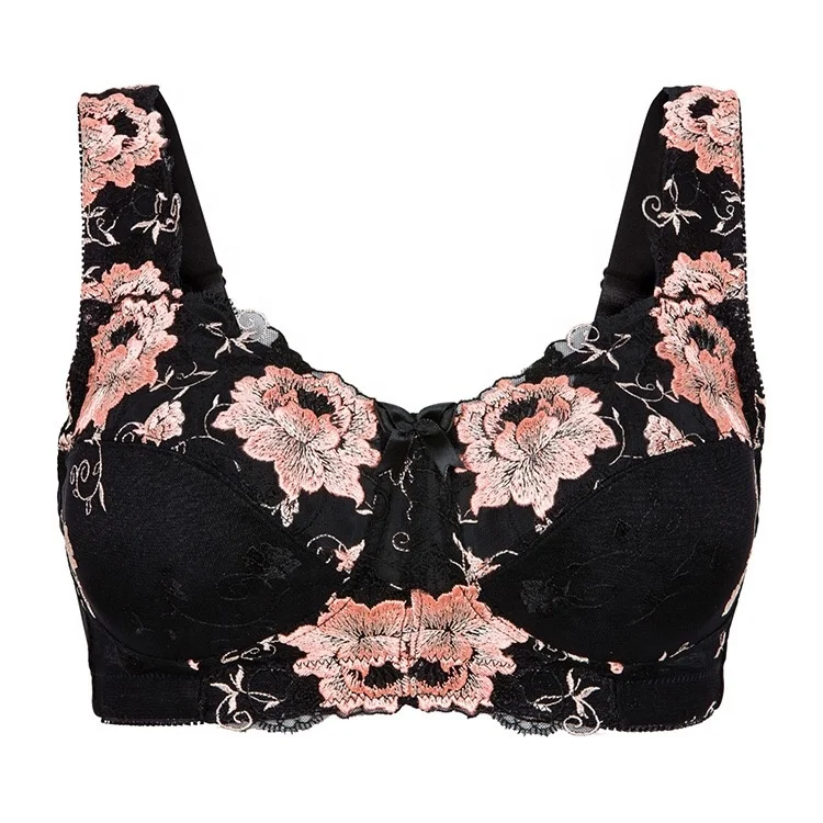 In Stock Fancy Plus Size Embroidery Bra Lingerie With Wide Embroidery ...