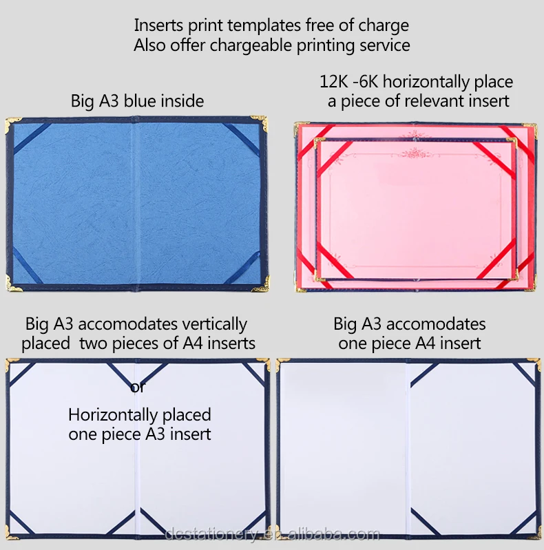 A4 Size Blank Customized Diploma of Graduation in Leather