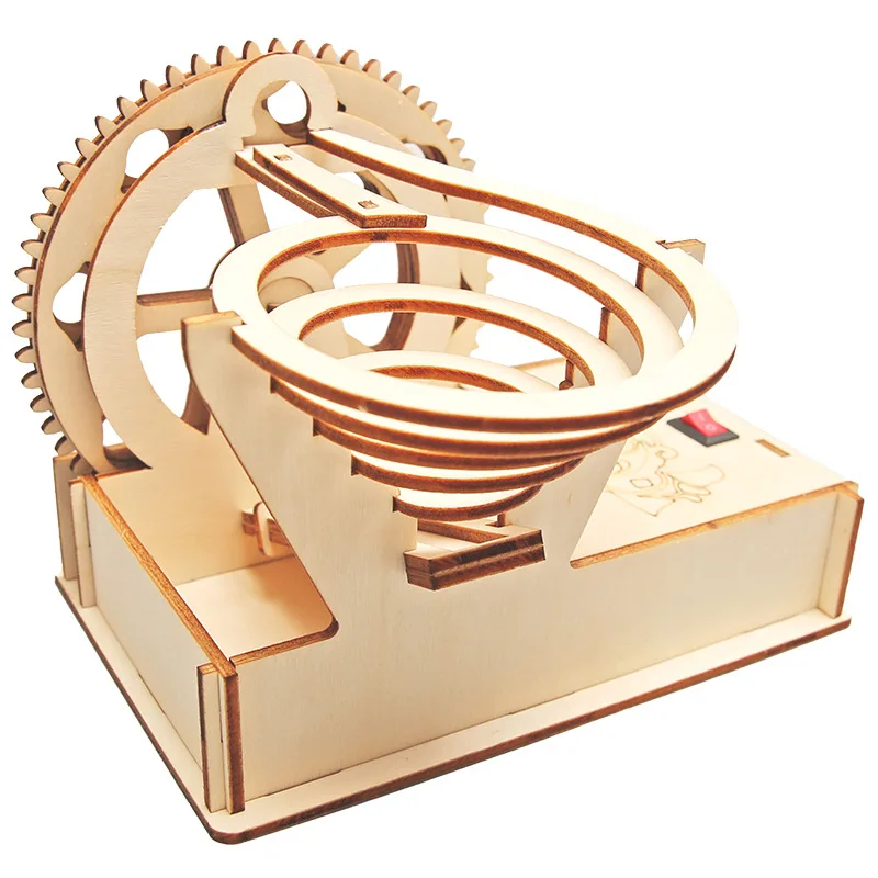 Wooden Electric Track Steel Ball Slide DIY Science Set