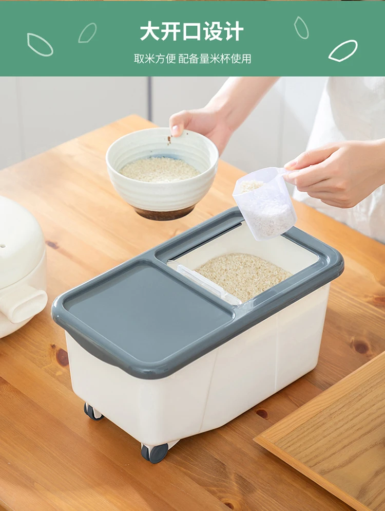 Plastic Food Rice Storage Container With Lids And Wheels For Grain ...