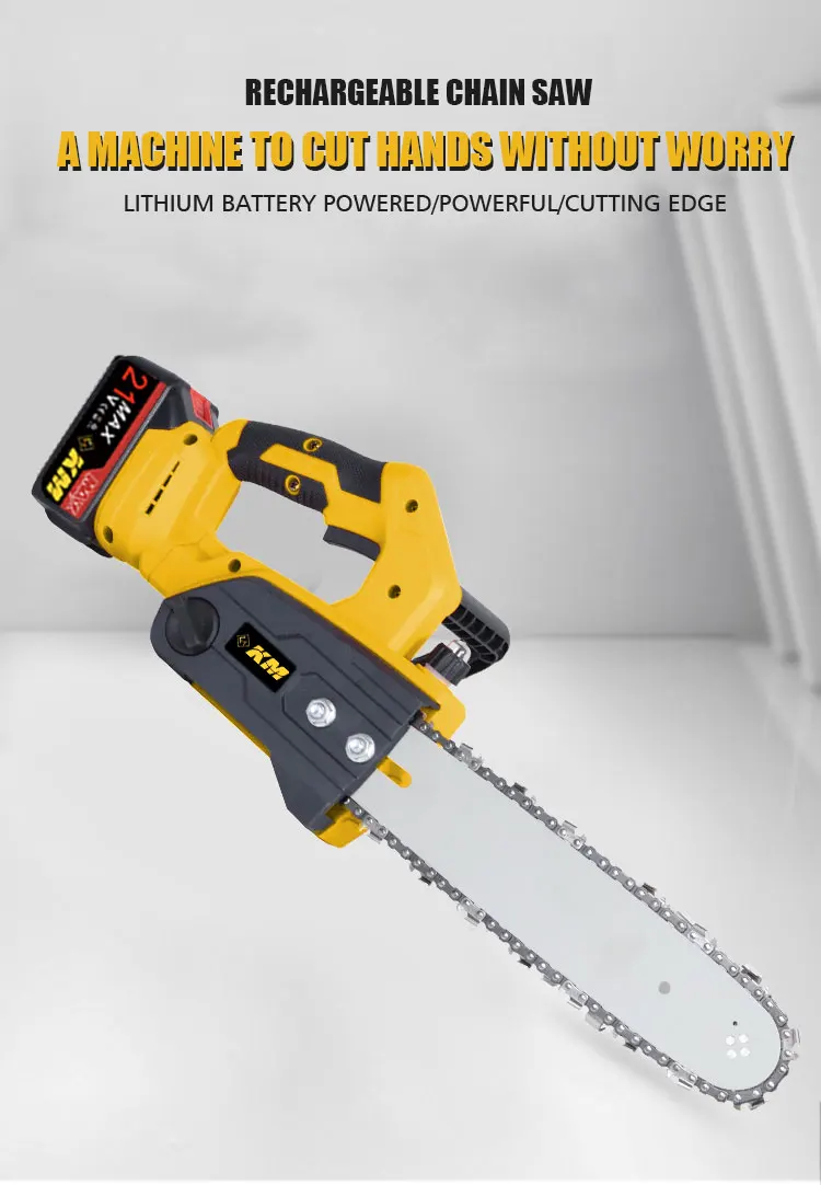 KM 12 Inch Professional Battery Chainsaw - Wood Cutting Tool