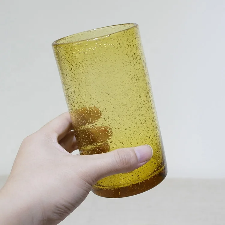 Customized Colored Bubble Glass Cup Juice Glass Cup Water Tea Cup For ...