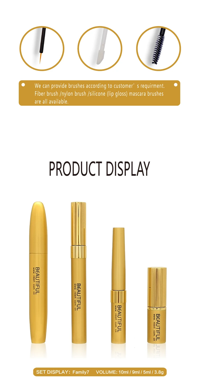 8ml Empty Grand Metallic Gold Mascara Packaging 5ml Empty Mascara Tubes ...