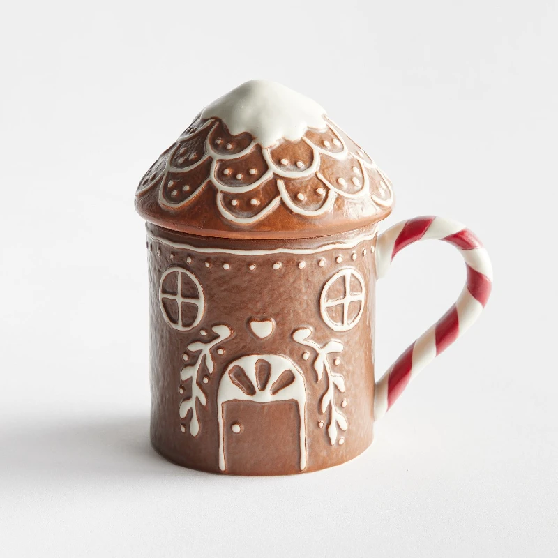 Creative Christmas Gift Set Ceramic Gingerbread House Lidded Mug ...