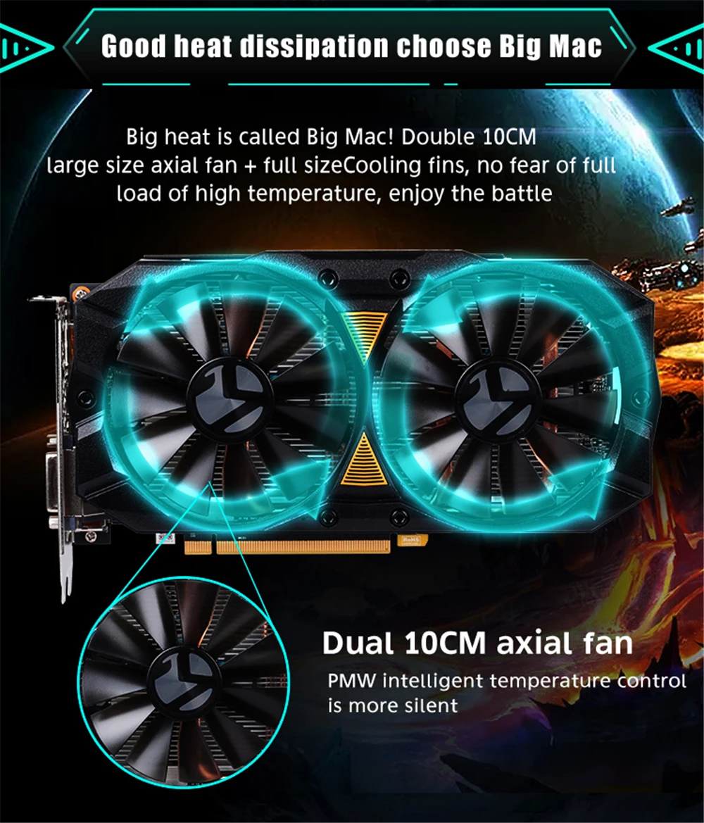 Maxsun Graphic Card Rx 580 2048sp Big Mac Plus 8g Amd 256bit Gddr5 8pin ...