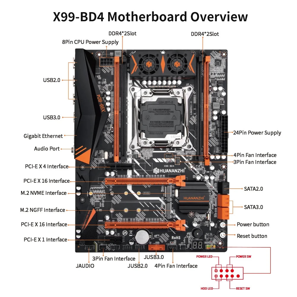 X99 Bd4 Computer Mainboard Ddr4 Atx Socket Lga 2011-3 Processor Pc Motherboard For Desktop ...