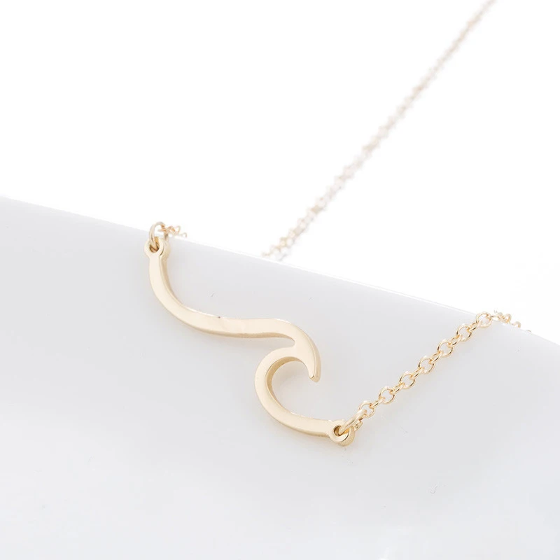 Stainless Steel Wave Necklace Pendant - Trendy Jewelry