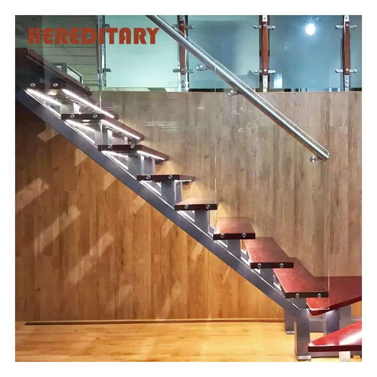 Tangga Lurus Tangga Kayu Modern Apartemen Diy Dalam Ruangan Besi Tahan ...