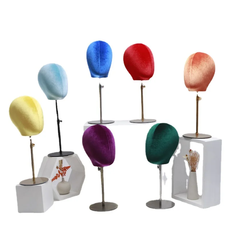 Clothing Store Model Head Color Velvet Head Mold Display Stand ...