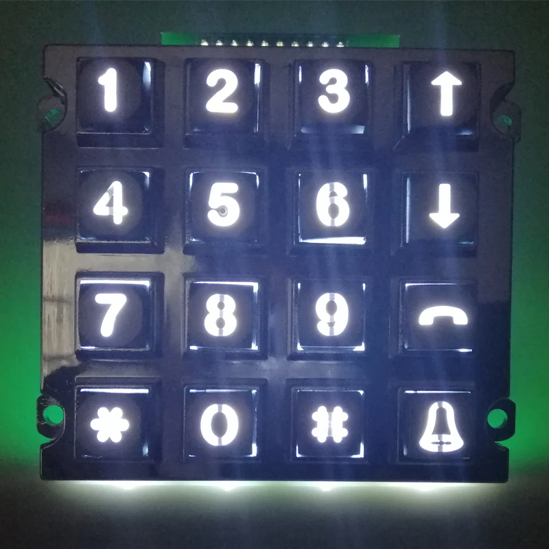 4x4 Matrix Numeric Blue Led Die Cast Illuminated Keypad With Function ...