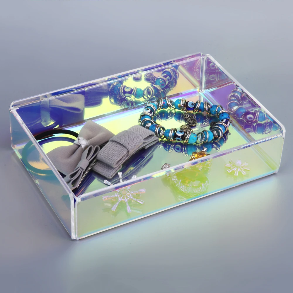 Acrylic Iridescent Jewelry Storage Box - Modern & Sustainable