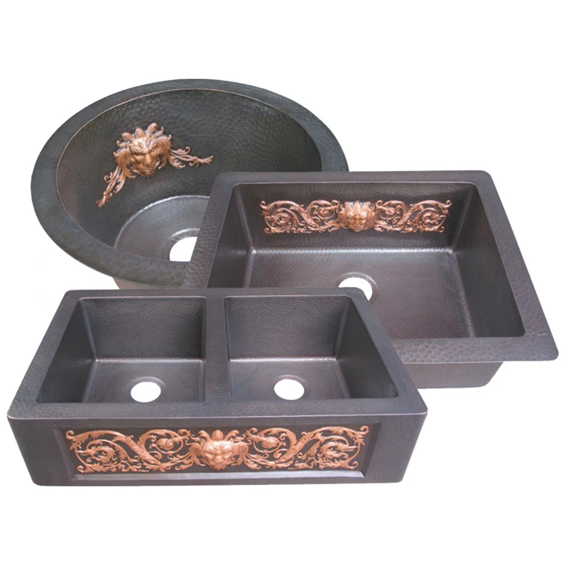 Handmade Oil Rubbed Bronze Patina Copper Kitchen Sink