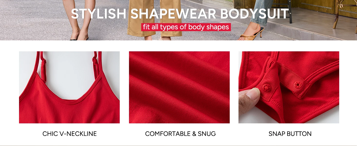 Women's Bodysuits - Firm Tummy Control Shapewear V-neck