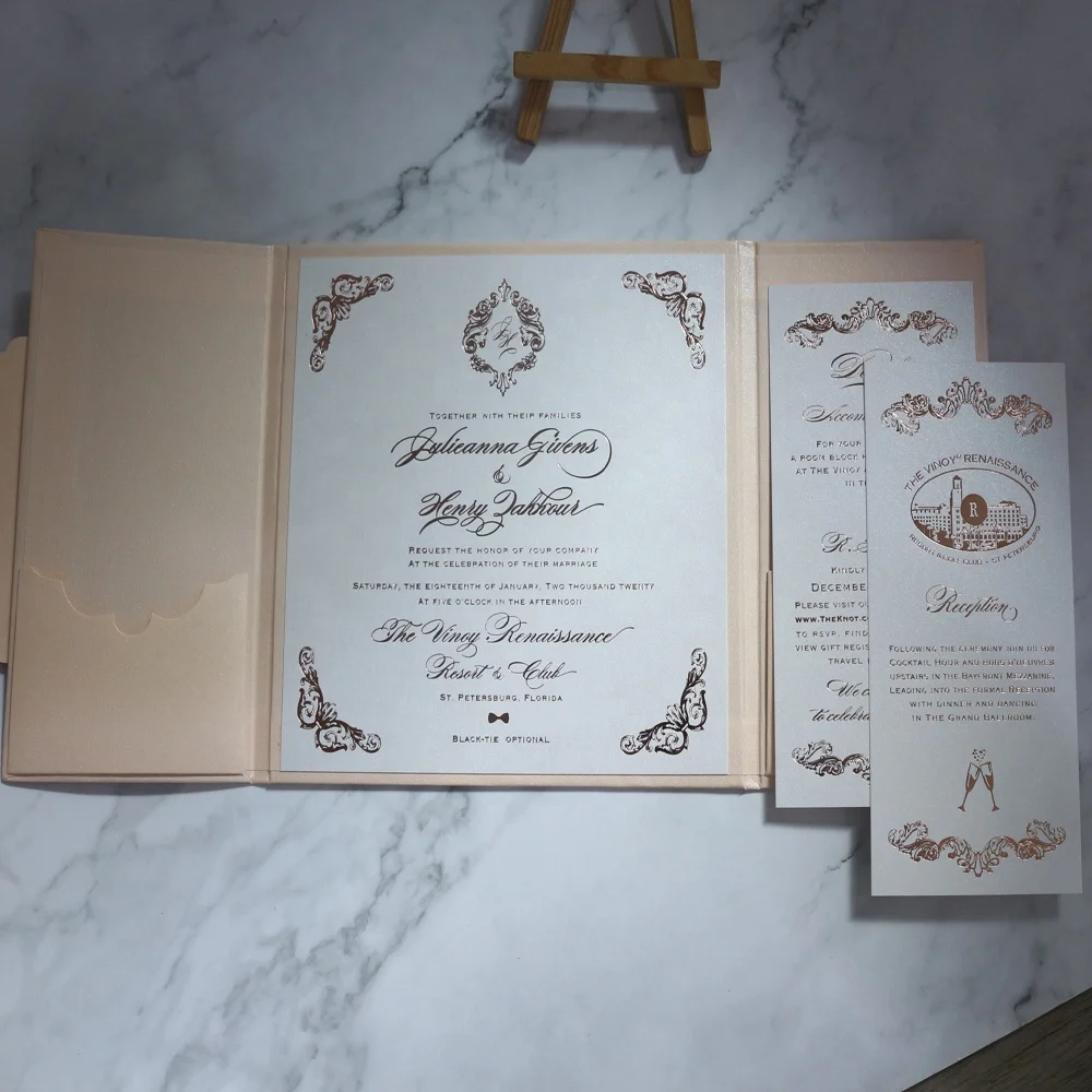 Custom Luxury Fold Invitation Card Hardboard Wedding Invitations with ...