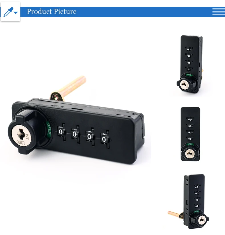 Plastic 4 Digital Combination Lock with Keys Zinc Alloy Black