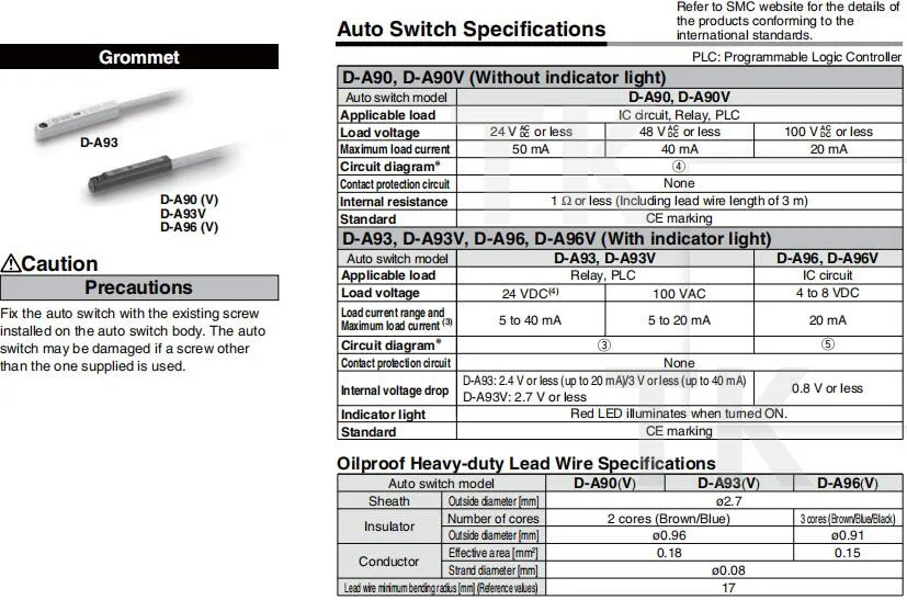 Smc 3c-d-a93l Magnetic Switch D-a90(v)/d-a93(v)/d-a96(v) Direct ...