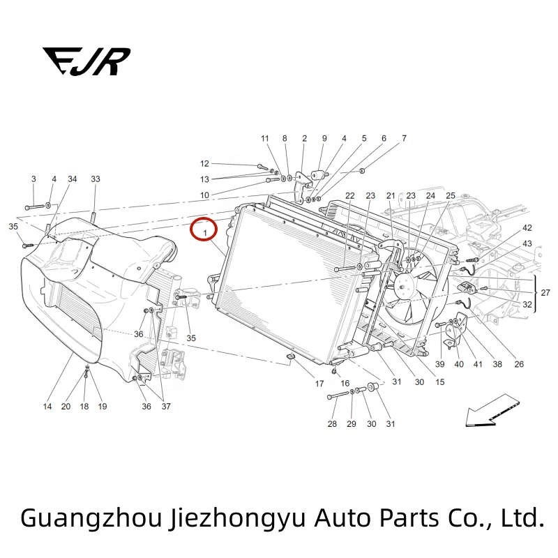 OEM 220979 WATER RADIATOR for Maserati GranCabrio GranTurismo M145 ...