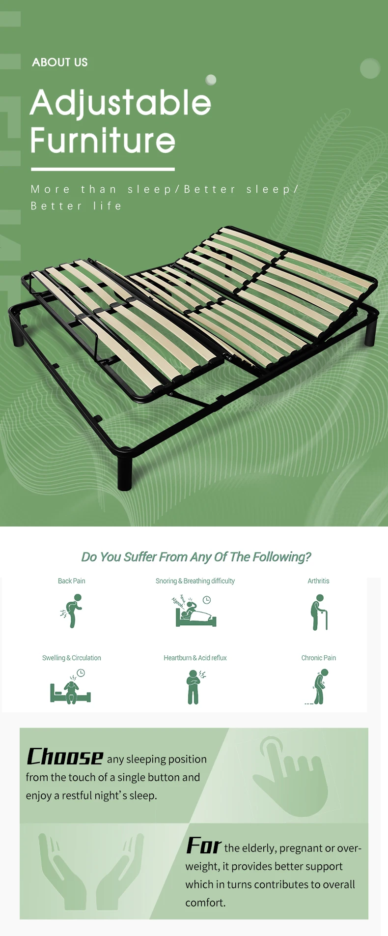 Hot Sale Folding Bed For Bedroom Furniture Smart Adjustable Slatted ...