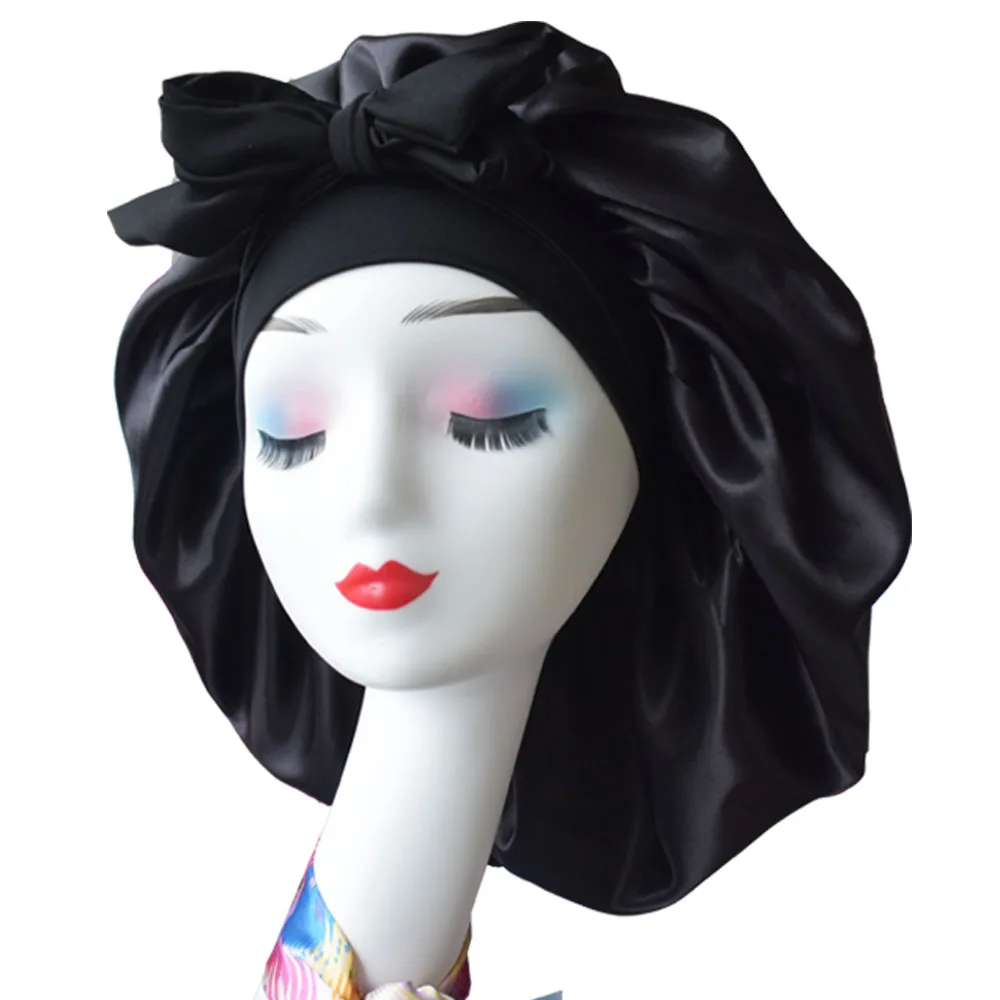 Wholesale Large Bonnet Custom Logo Silky Satin Hair Head Bonnets ...