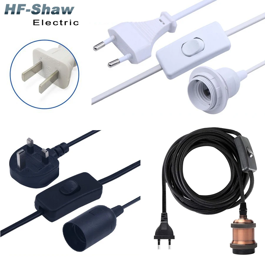 Cordset Light Button Switch Plug Cord Cable European USA