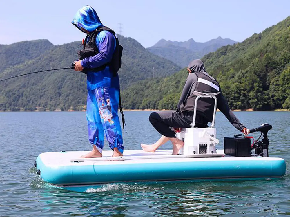 2.5x1.5x0.2m Teak Dock Inflatable Water Fishing Platform Yacht Floating ...