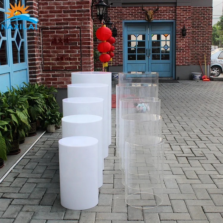 Naxilai Plinths White Acrylic Round Cylinder Plinth Stands Display ...