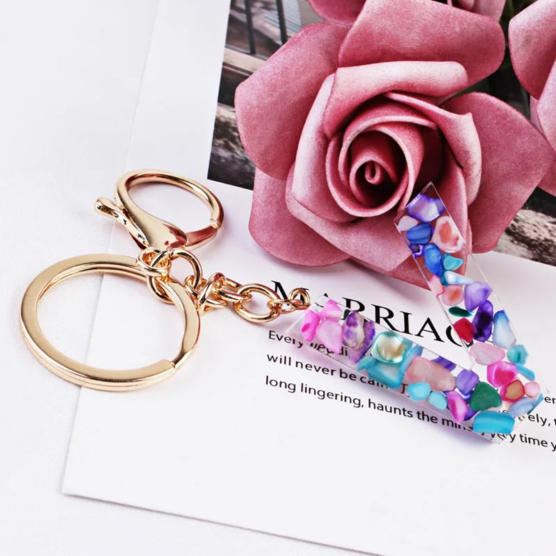 High Quality 1pc Gold Keyring 26 English Word English Letter Keychain ...