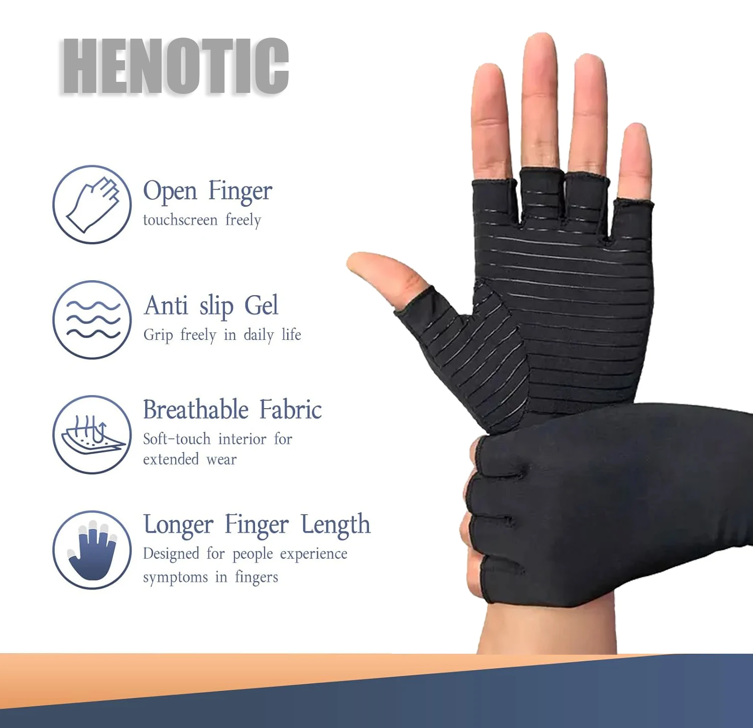 Henotic Supplier Copper Arthritis Compression Gloves Women Men Relieve ...