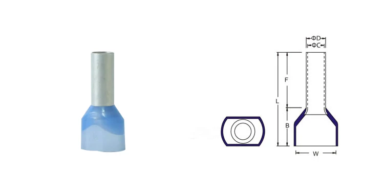 Te1008 Insulated Copper Ferrules Twin Cord End Crimp Terminals,Te ...