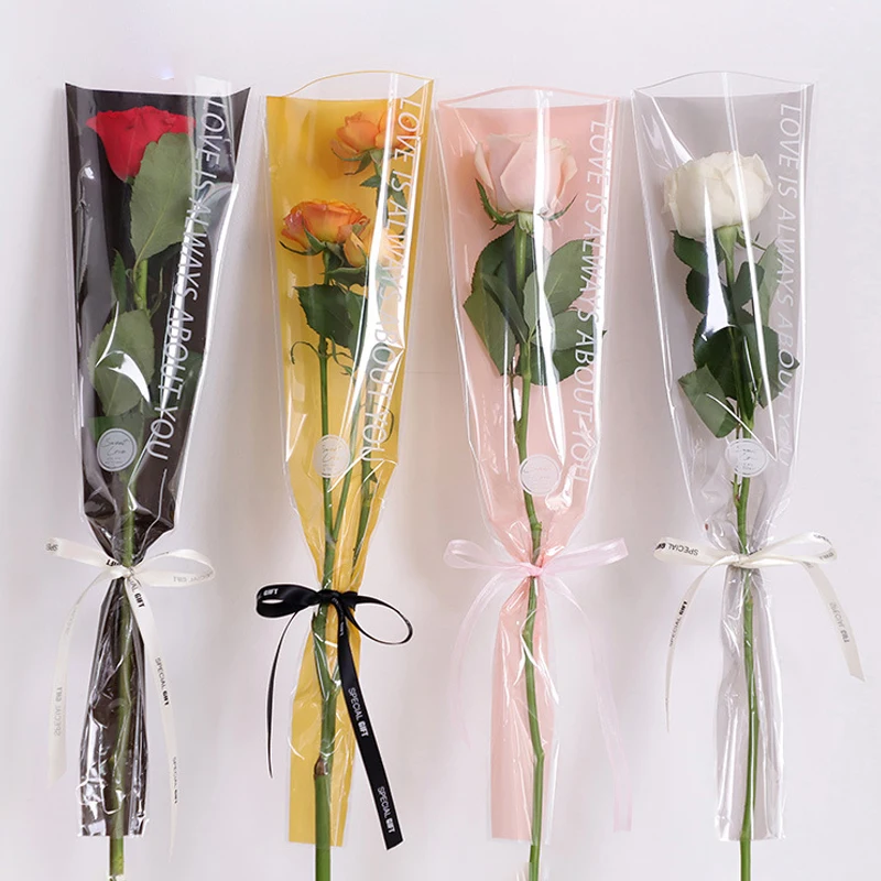 Opp Plastic Floral Packaging Bag Wrapping Single Rose Flower Sleeve ...