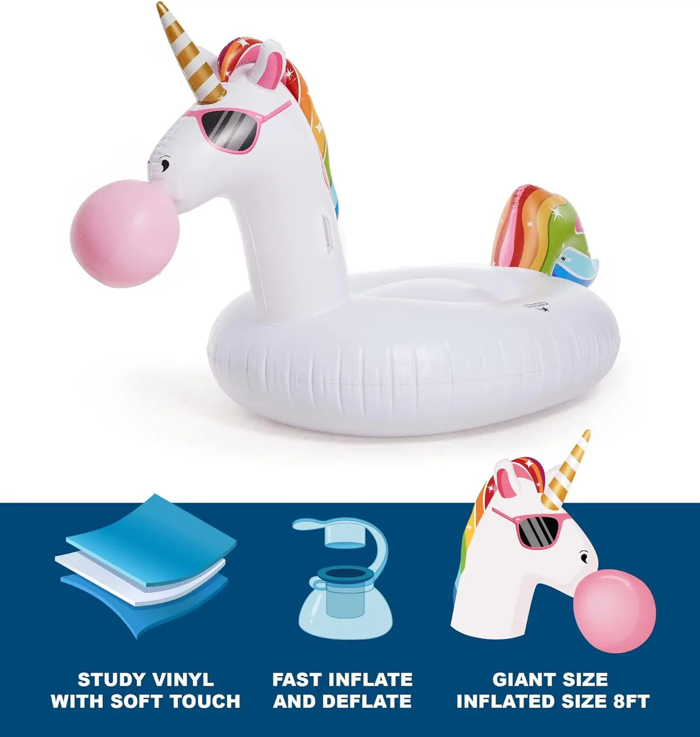 New Design Inflatable Unicorn Pool Float Funny Floatie Ride on Blow up ...