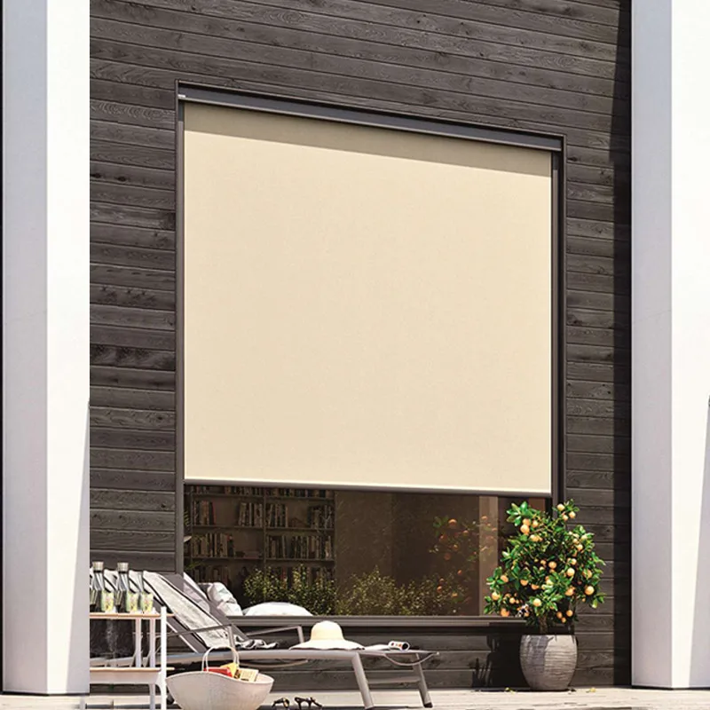 Customized Outdoor Motorized Zip Track Screen Roller Blinds