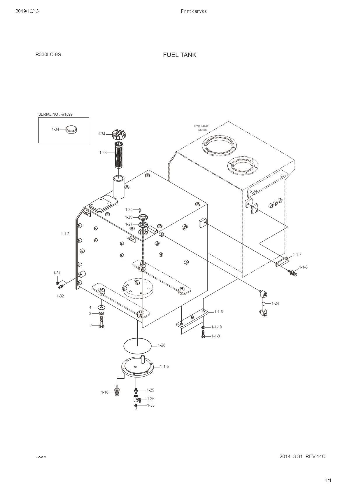 Excavator Fuel Cap Assy 32m9-02130 31m9-02310 For Excavator R210lc9 ...