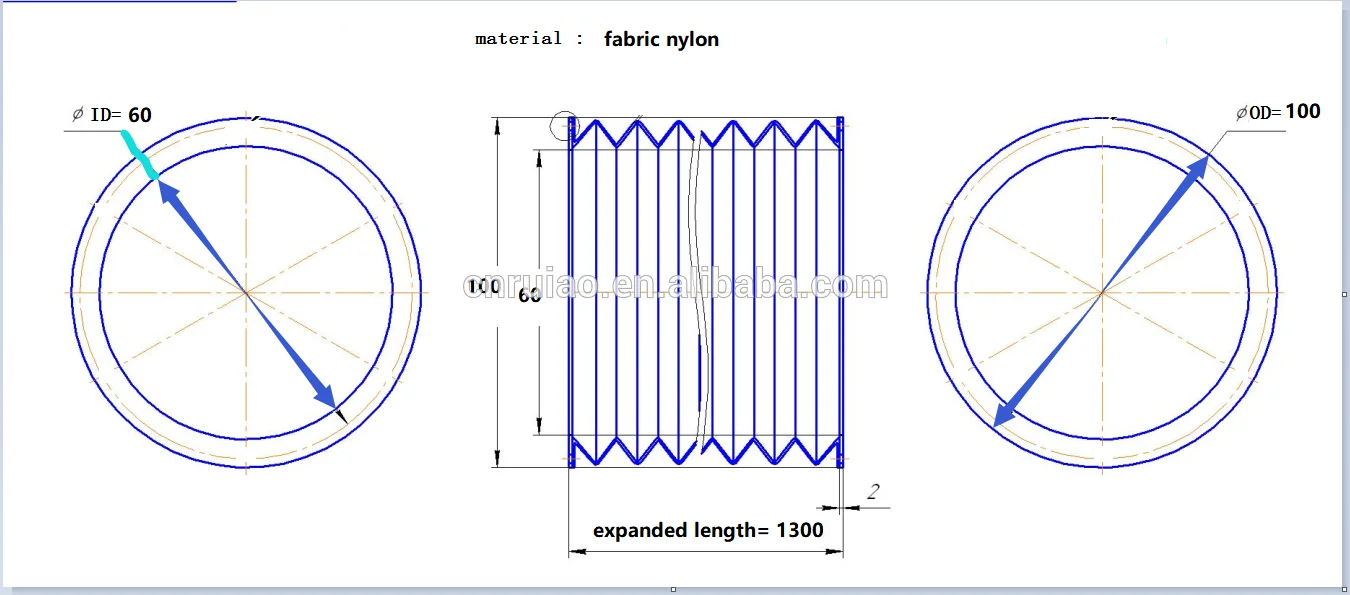 Cnc Machine Round Shaft Bellows Flexible Hydraulic Cylinder Sewn Bellow ...