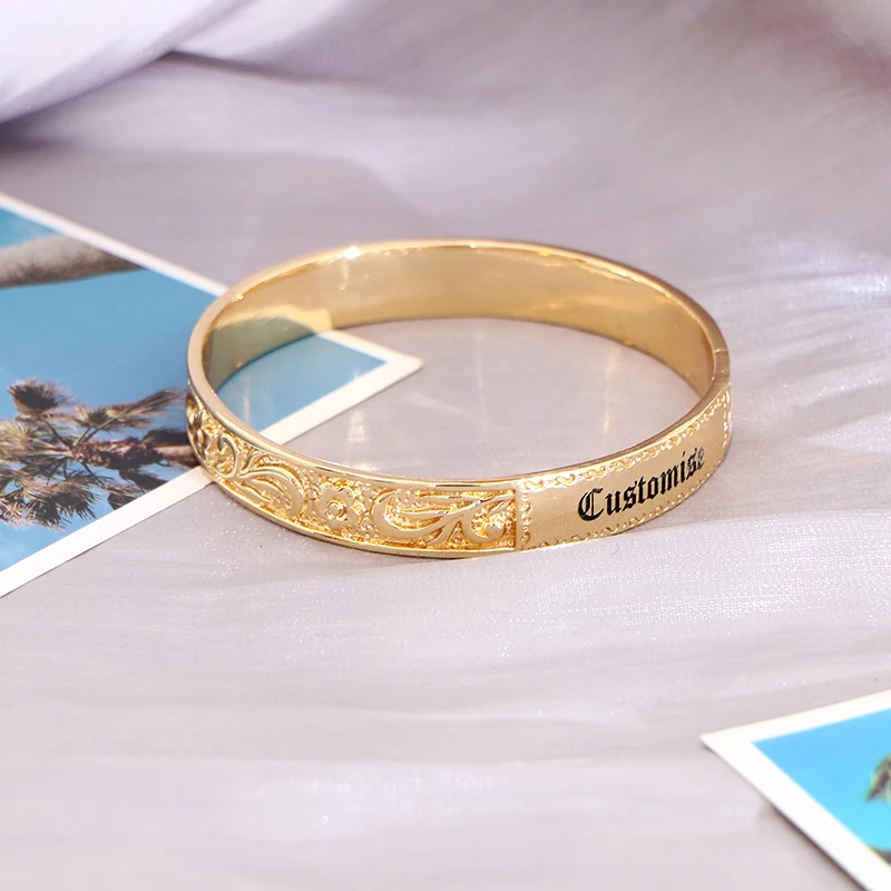 Customized Bangles with Name - Gold Plated Komi Hawaiian