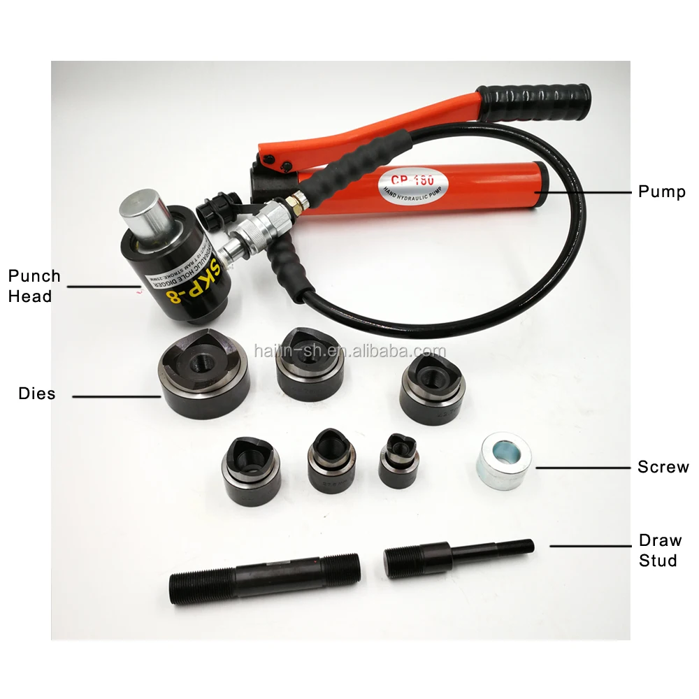Portable Hydraulic Hole Punch Tool Kit Skp-8 Hand Punching Knockout Set ...