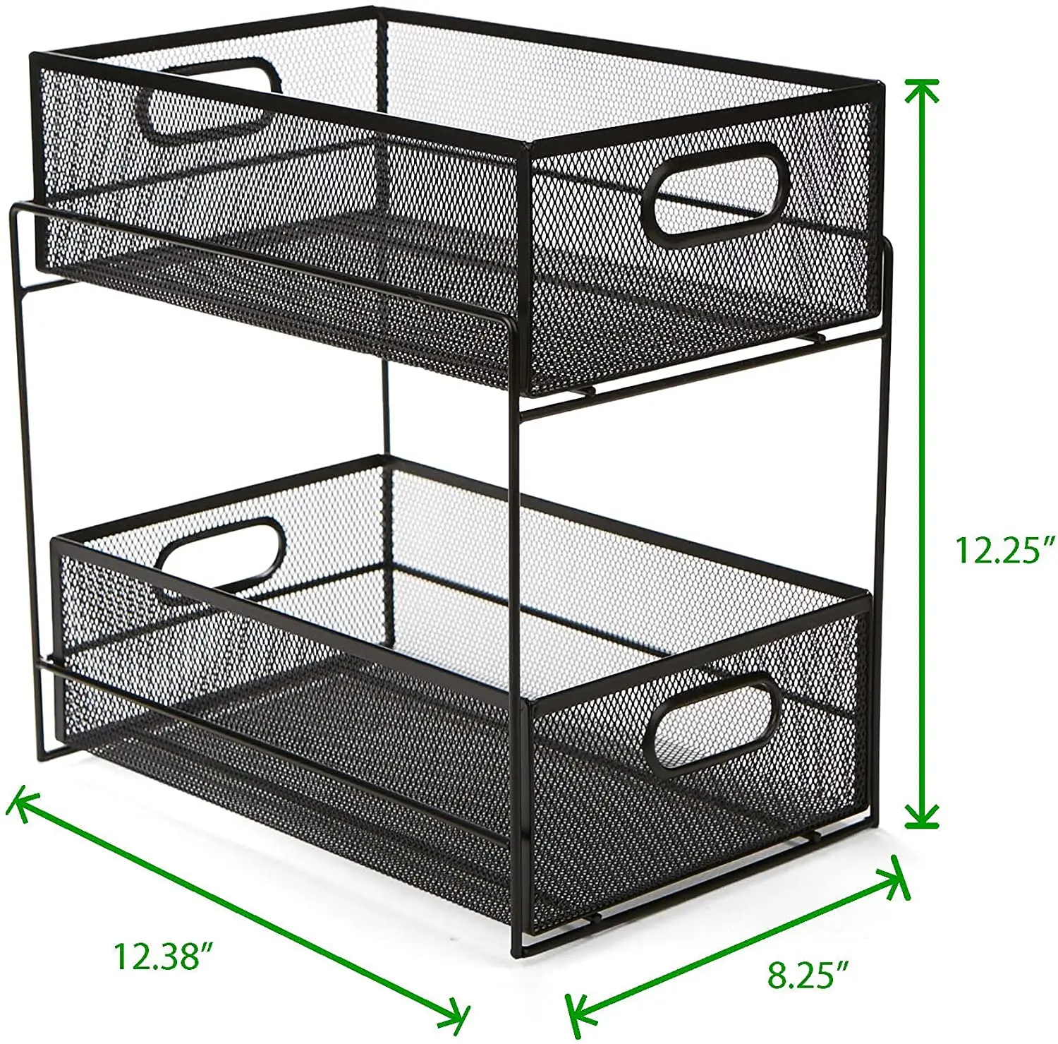2 Tier Metal Mesh Storage Baskets Rack Organizer Home Office Kitchen ...