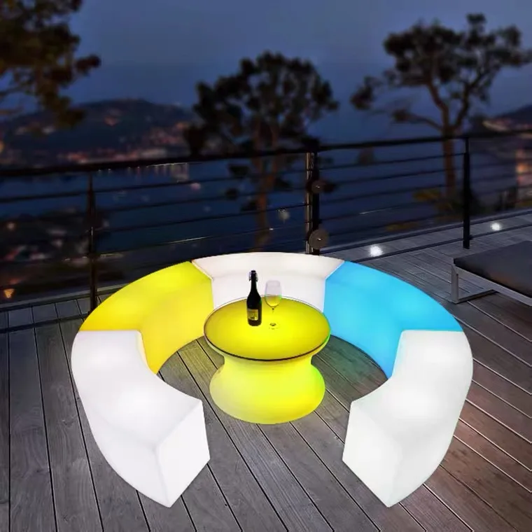 Color Changing LED Illuminated Curved Bench - Modern Furniture