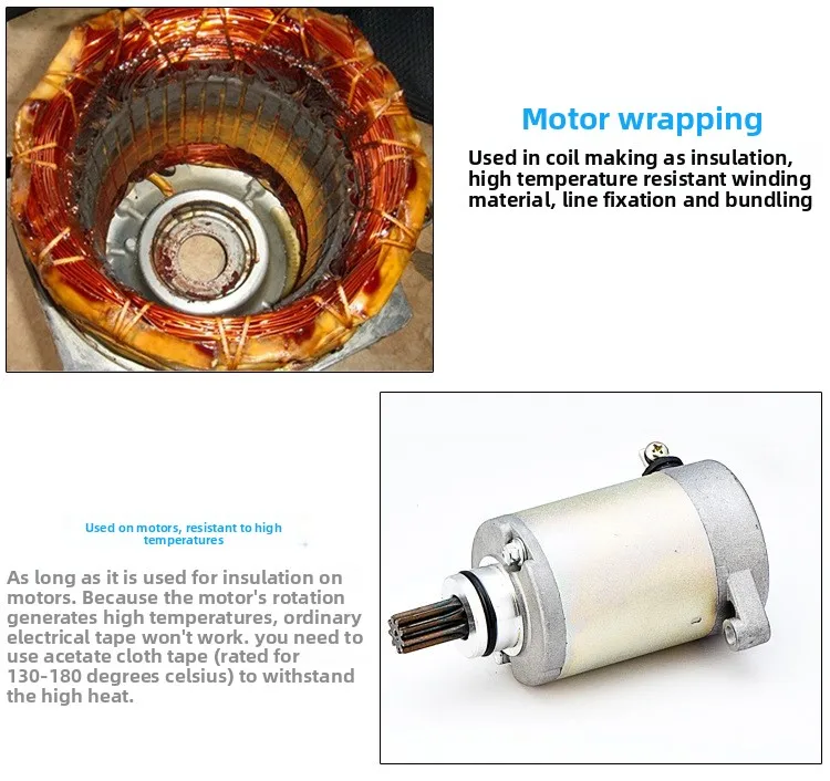 Black Acetate Cloth Tape Electrical Insulation High Temperature Resistant for Wire Harness Cable ...