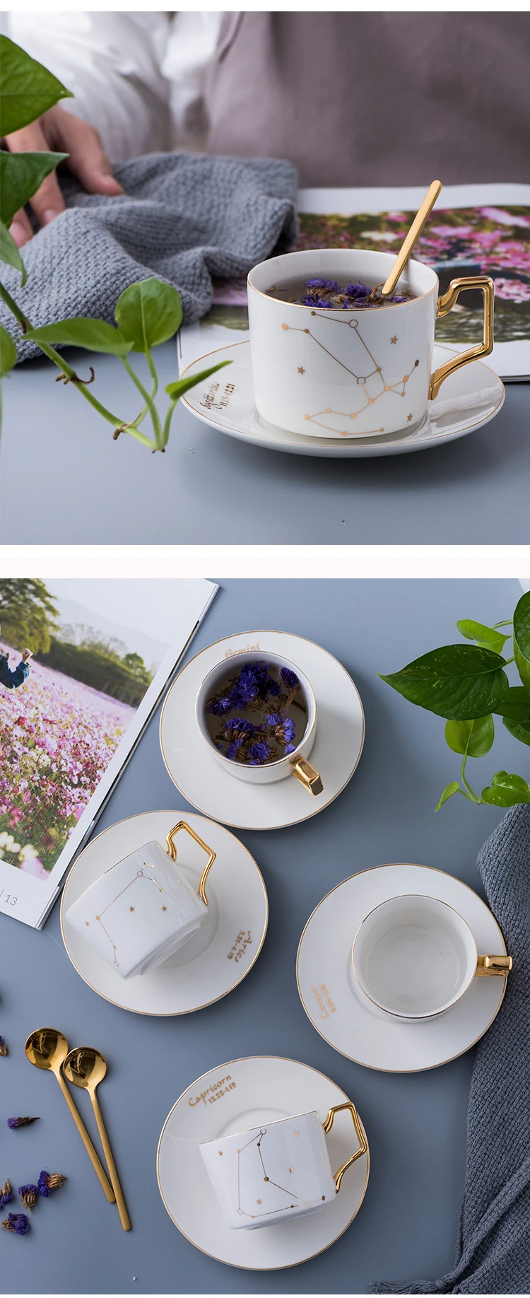 Creative Constellation Ceramic Cup And Saucer Set Porcelain Horoscope ...