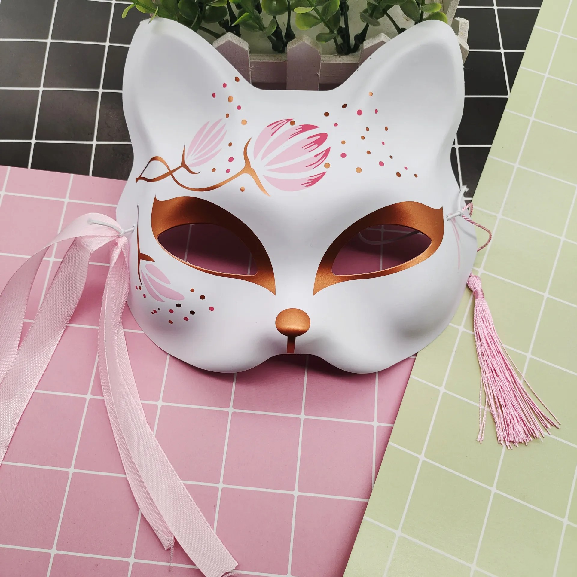 Japanese Style Female Half Face Fox Mask Plastic Cartoon Wind Animation ...