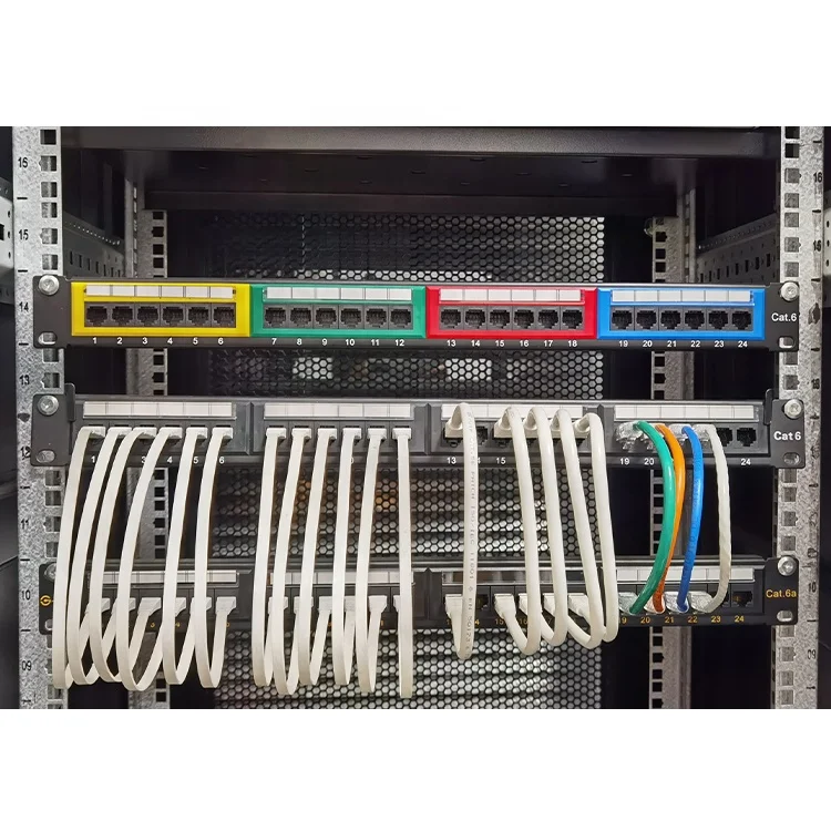 Network Patch Panel Rj45 Cat5e/cat6/cat6a Lan Cable Utp 12/24 Port ...