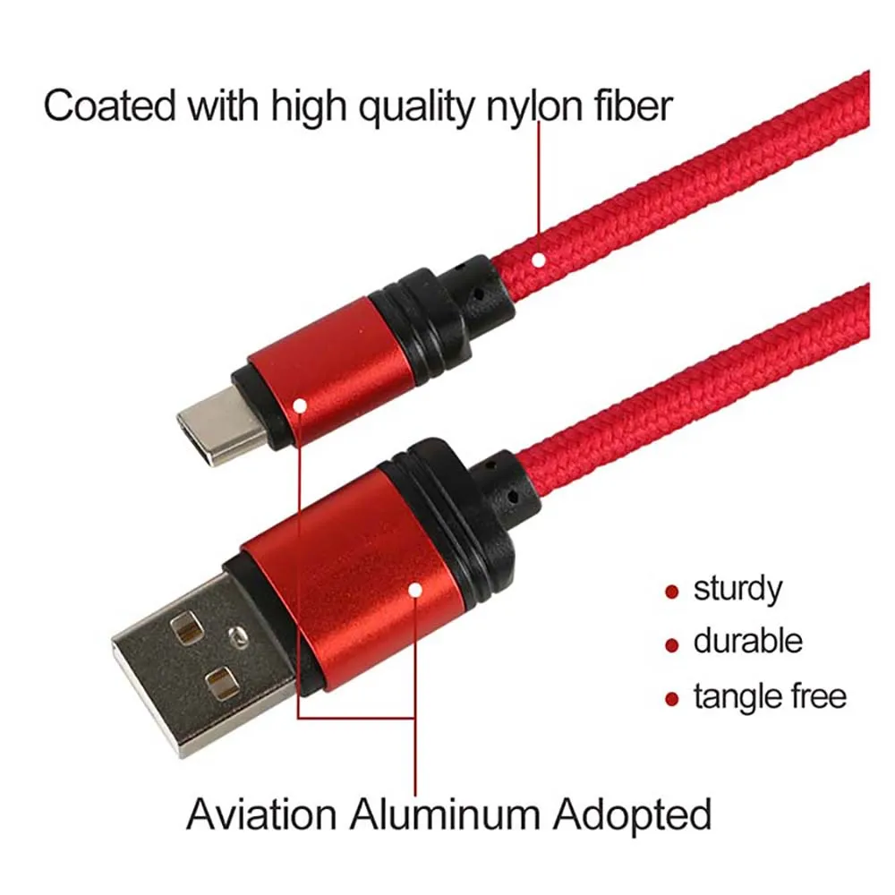 2m Phone Charger Head Usb Cable Coil Nylon Braided Usb A Cable Micro ...
