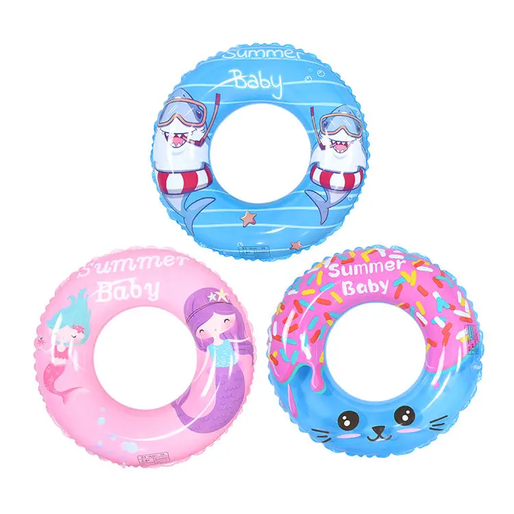 Doughnut Shark Mermaid Inflatable Pool Circle Kids Tubes Swimming Ring ...