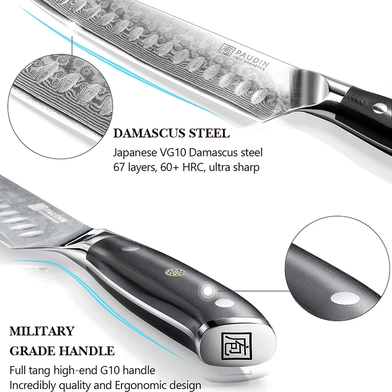 7 Inch Ultra Sharp 67-layers Damascus Steel Blade With G10 Handle ...