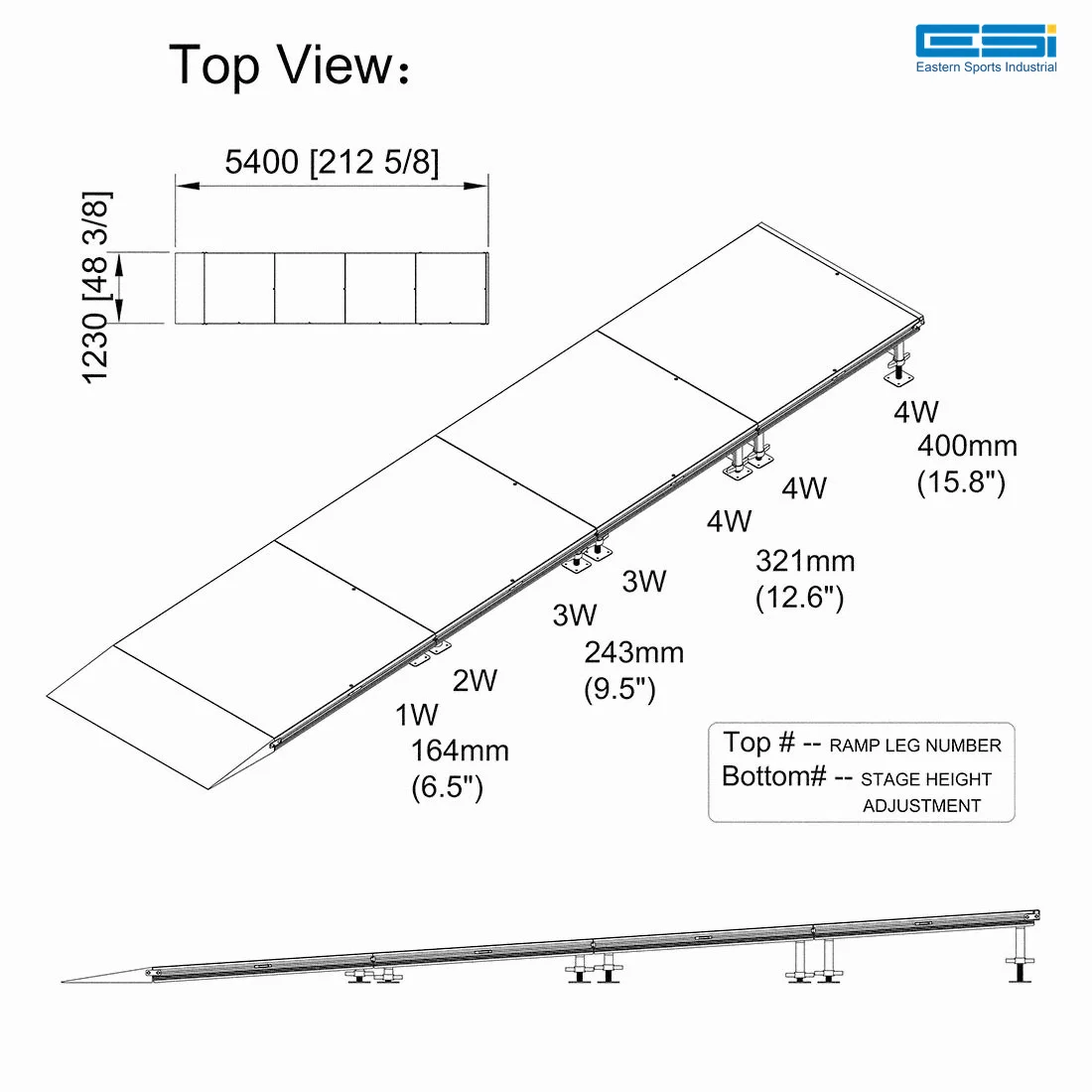 Universal Switchback ADA Wheelchair Ramp for 40inch Stages